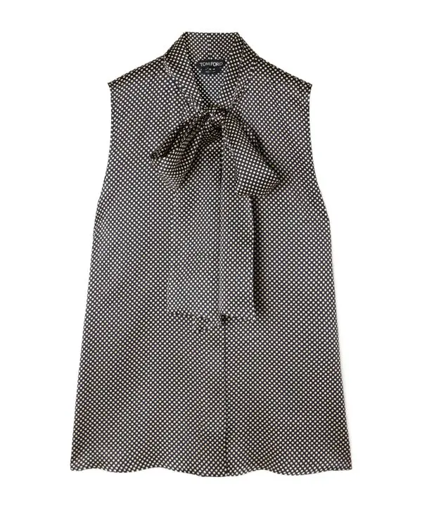 TOM FORD Polka Dot Silk Blend Satin Shirt