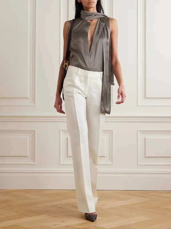 TOM FORD Polka Dot Silk Blend Satin Shirt