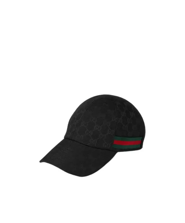 Gucci Gg Monogram Baseball Hat With Web Detail - Black