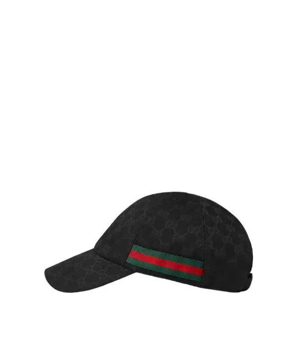 Gucci Gg Monogram Baseball Hat With Web Detail - Black