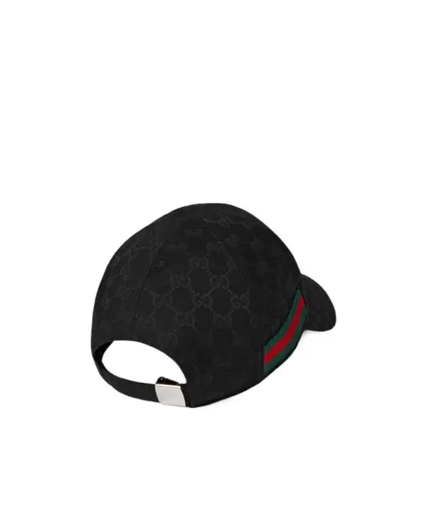 Gucci Gg Monogram Baseball Hat With Web Detail - Black