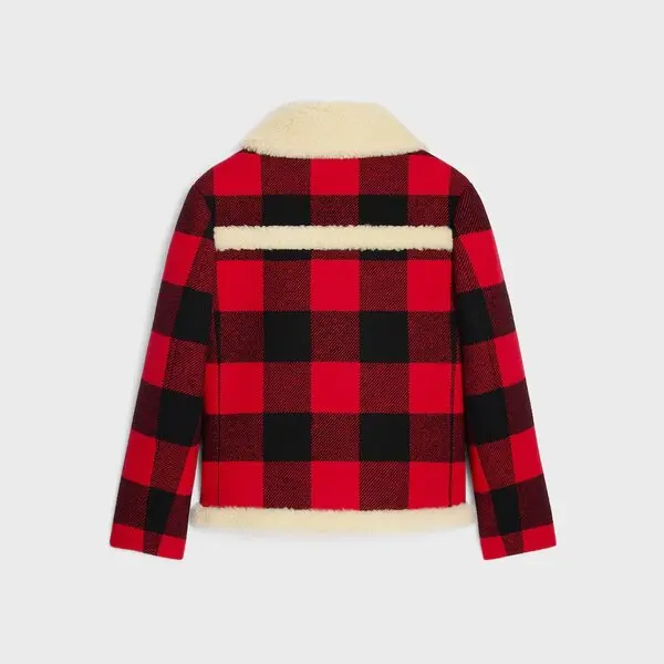 Celine Peacoat In Checked Wool