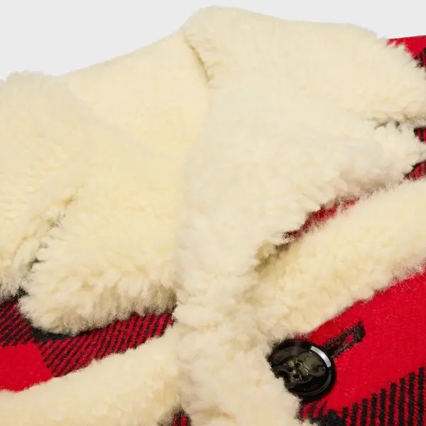 Celine Peacoat In Checked Wool