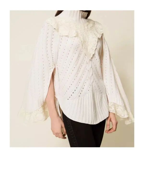 TWINSET Crochet-panel Jumper With Lace Trim - White