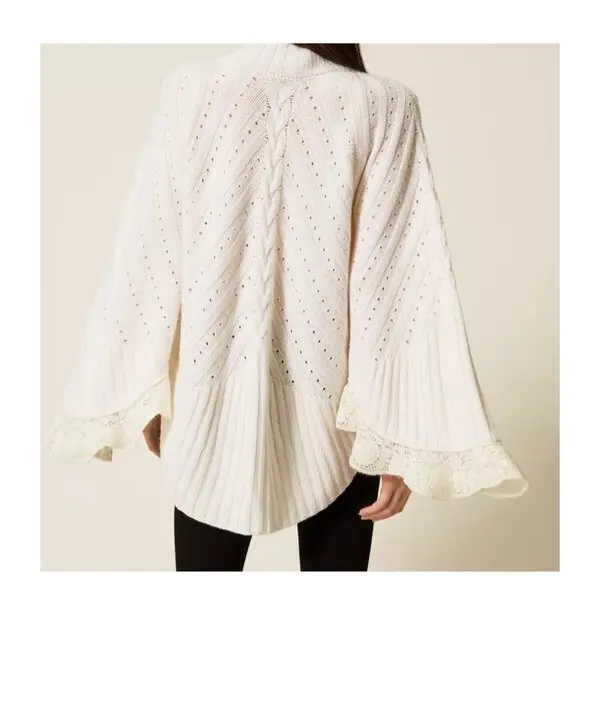TWINSET Crochet-panel Jumper With Lace Trim - White