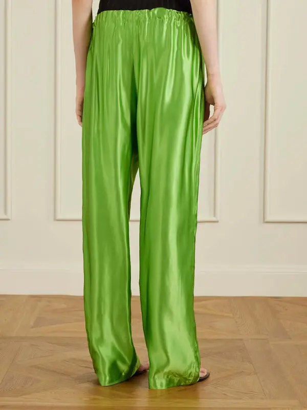 Khaite Palazzo Trousers In Glossy Satin