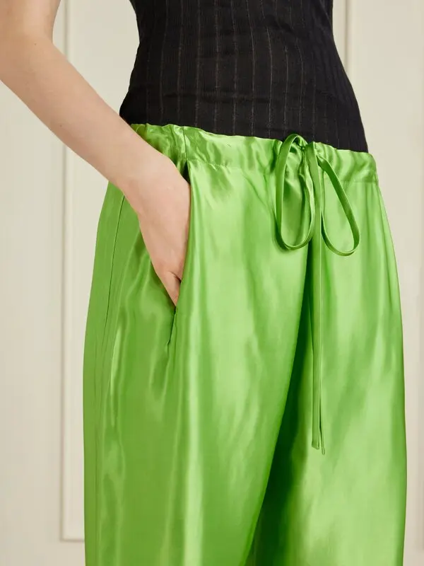 Khaite Palazzo Trousers In Glossy Satin