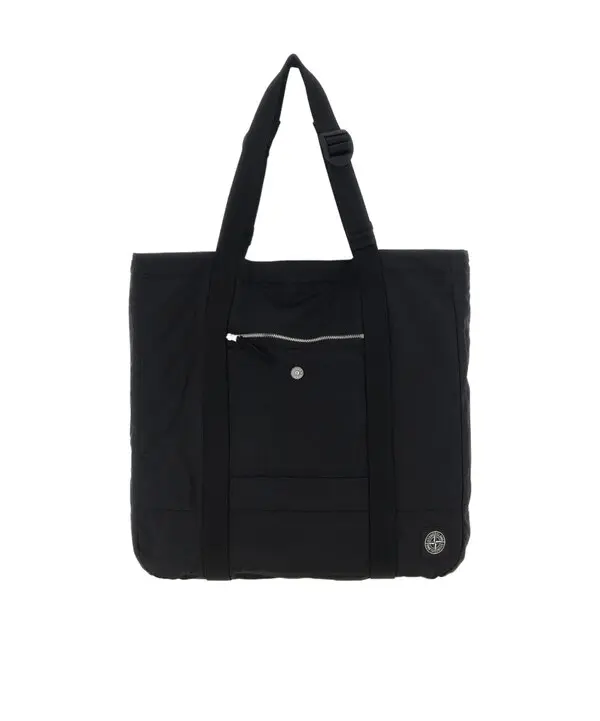 Stone Island Logo Patch Shopping Bag - Black