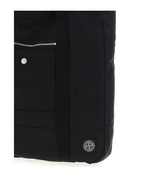 Stone Island Logo Patch Shopping Bag - Black