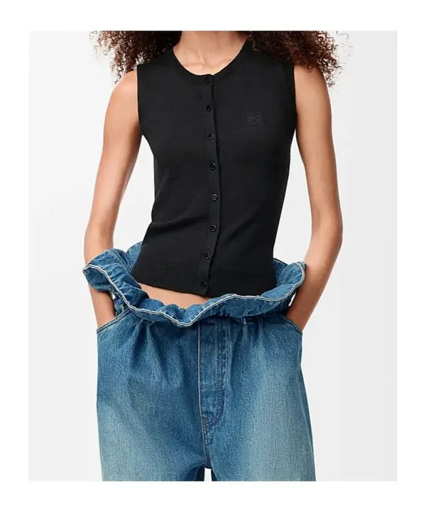 Loewe Sleeveless Cashmere And Silk Vest - Black