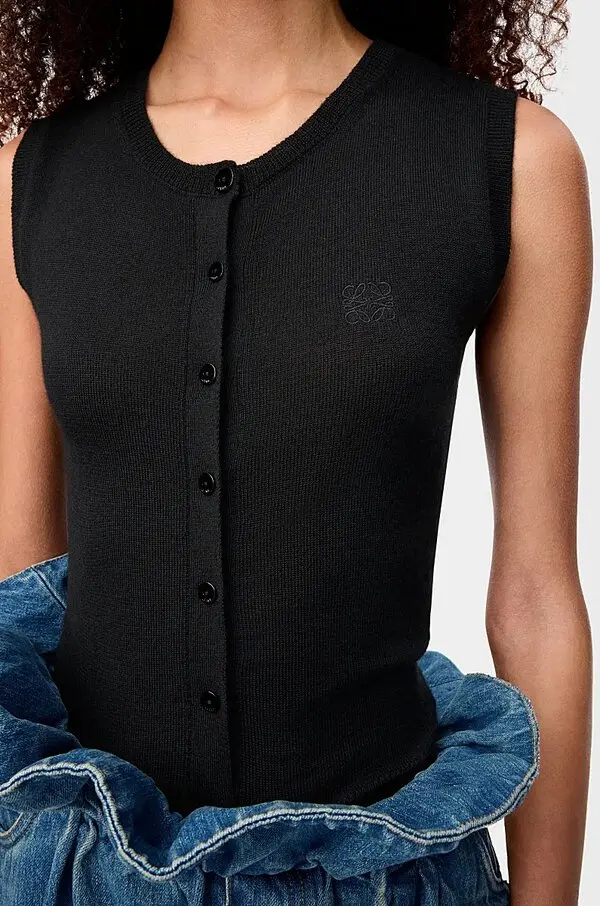 Loewe Sleeveless Cashmere And Silk Vest - Black