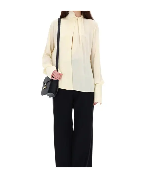 TOM FORD Long Sleeved Satin Blouse - Nude