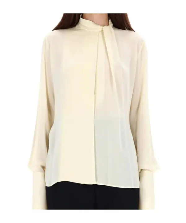 TOM FORD Long Sleeved Satin Blouse - Nude