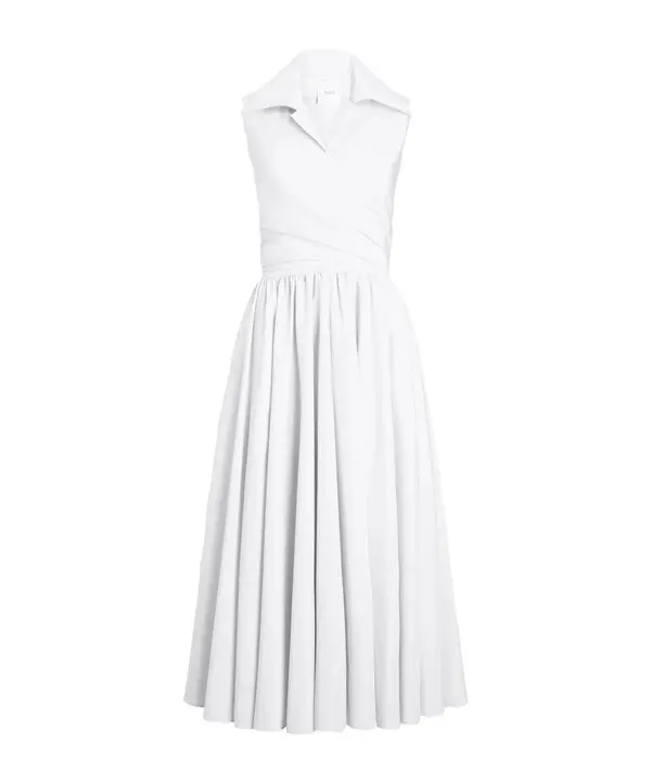 PATOU Collared Sleeveless Bow Midi Dress - White
