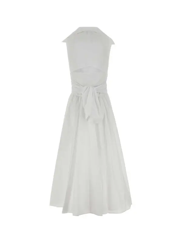 PATOU Draped Midi Dress With Pleated Details - White