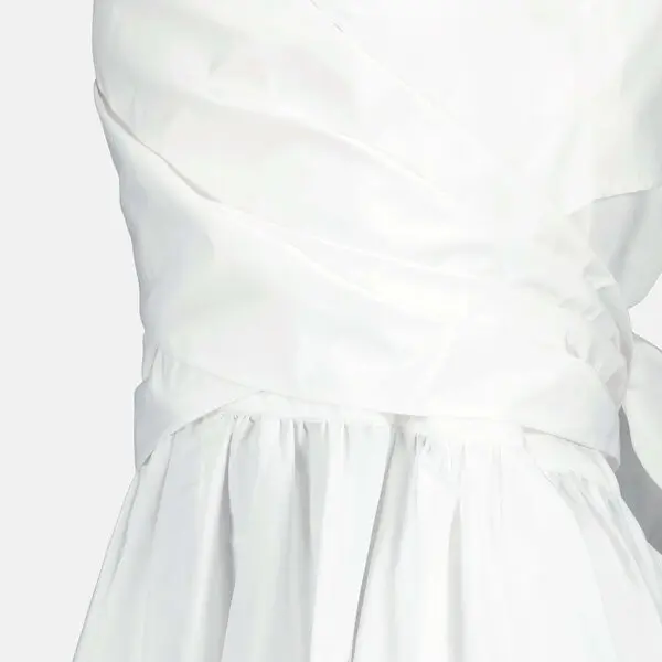 PATOU Draped Midi Dress With Pleated Details - White
