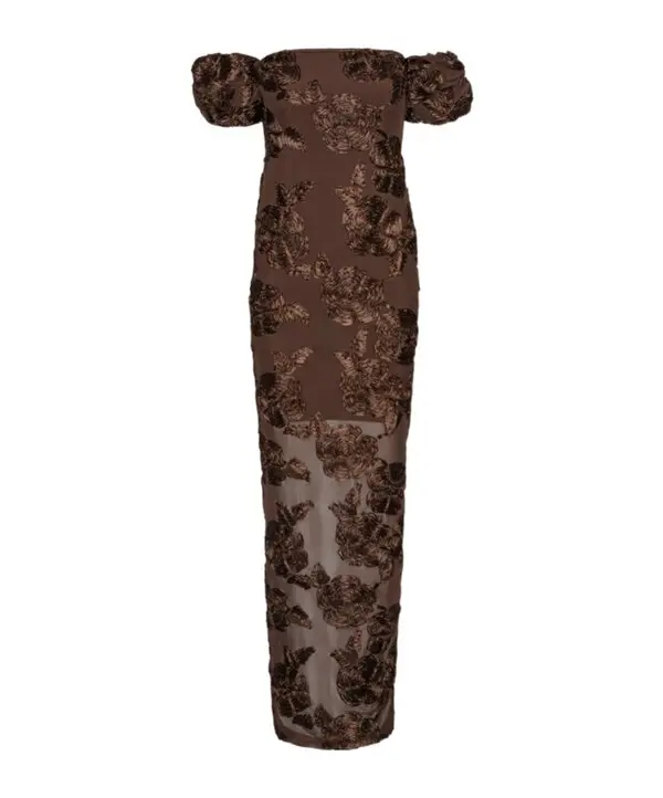 ROTATE BY BIRGER CHRISTENSEN Off-the-shoulder Floral Embroidery Maxi Dress