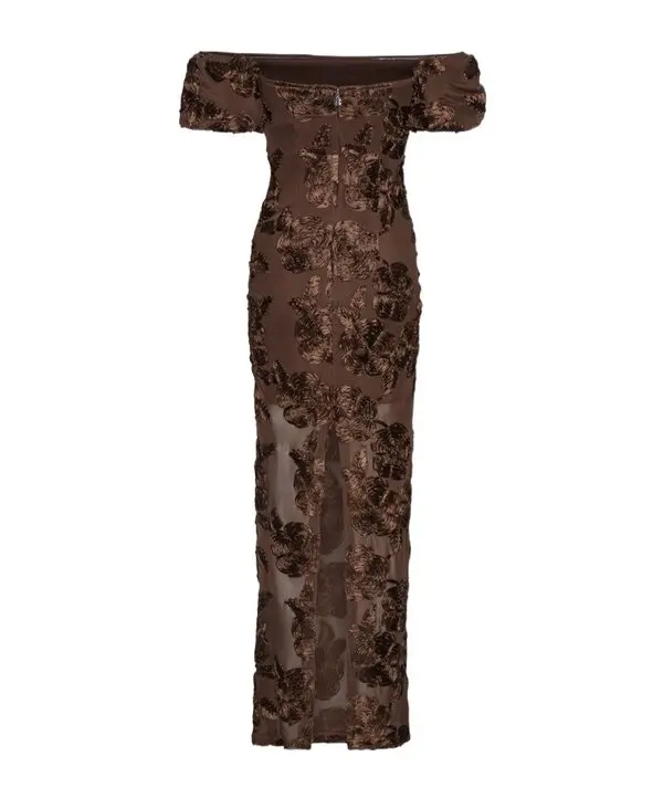ROTATE BY BIRGER CHRISTENSEN Off-the-shoulder Floral Embroidery Maxi Dress