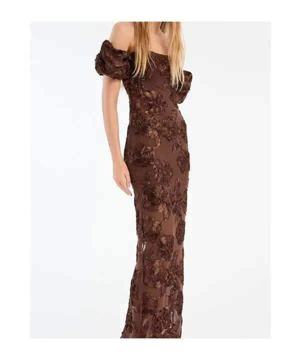 ROTATE BY BIRGER CHRISTENSEN Off-the-shoulder Floral Embroidery Maxi Dress