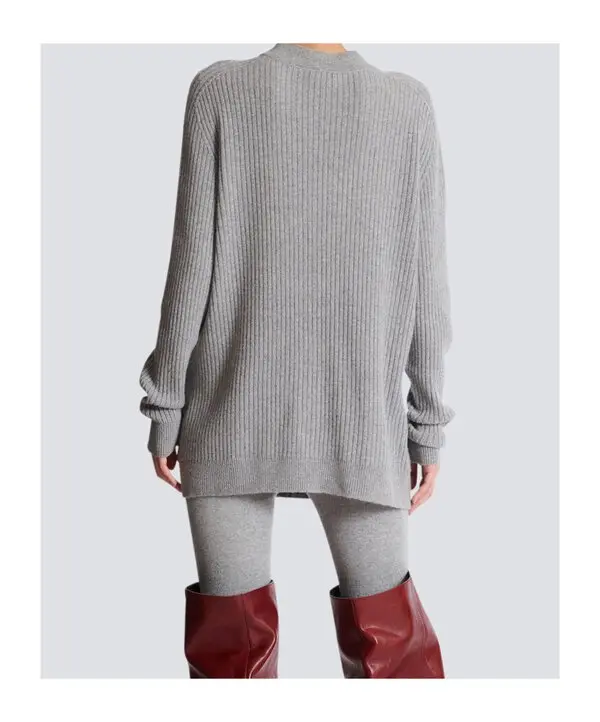Balmain Buttoned V-neck Cardigan - Grey