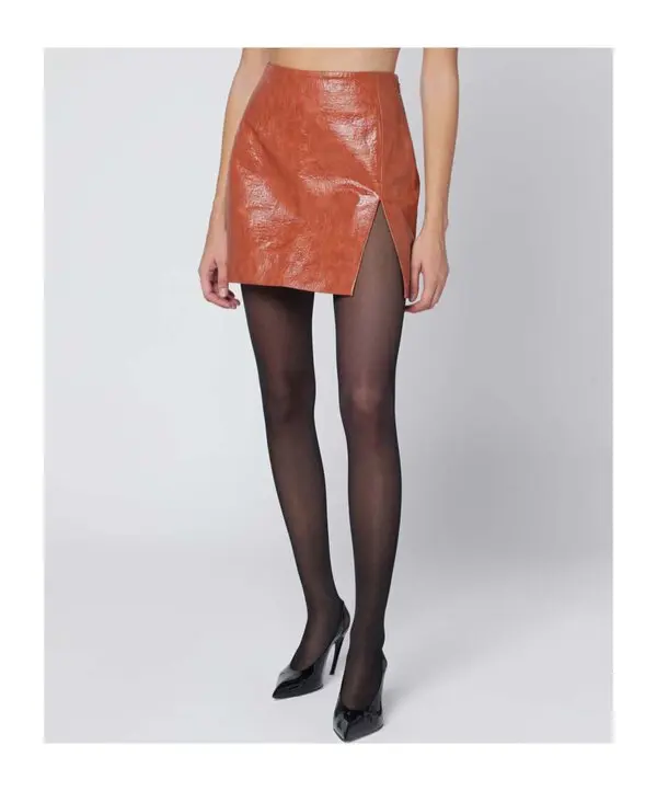 Andamane Faux Leather Mini Skirt With Side Zip