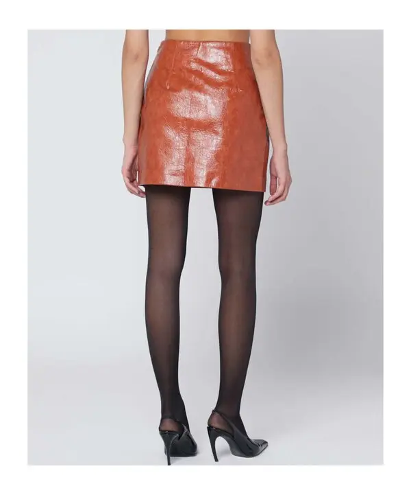 Andamane Faux Leather Mini Skirt With Side Zip