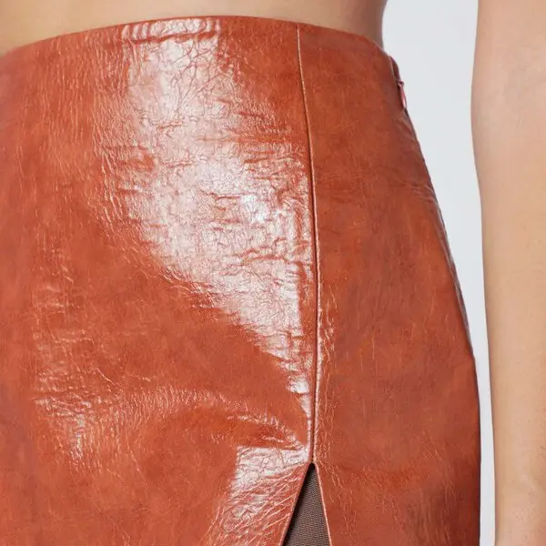 Andamane Faux Leather Mini Skirt With Side Zip