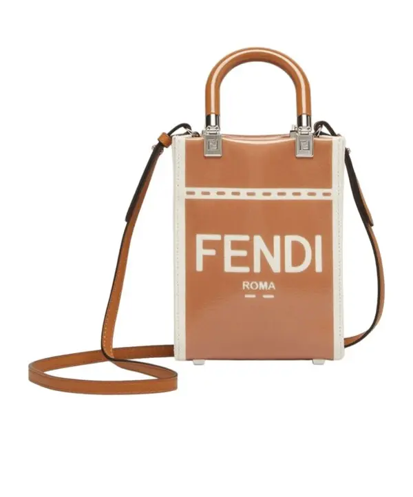 Fendi Logo Detailed Sunshine Shopper Bag - Brown