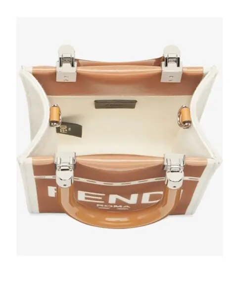 Fendi Logo Detailed Sunshine Shopper Bag - Brown