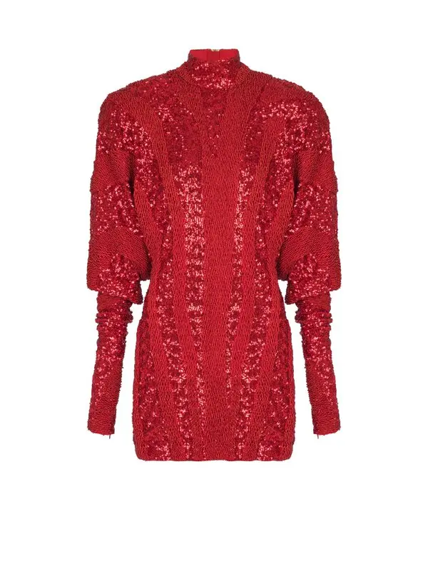 Balmain Short Zebra Sequin Dress