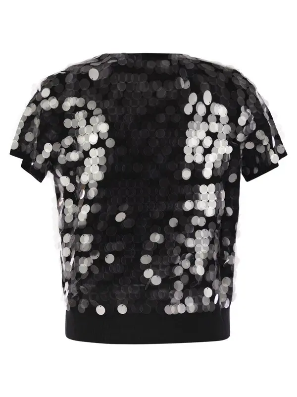 Max Mara Sequin Embellished Short Sleeve Jumper - Black