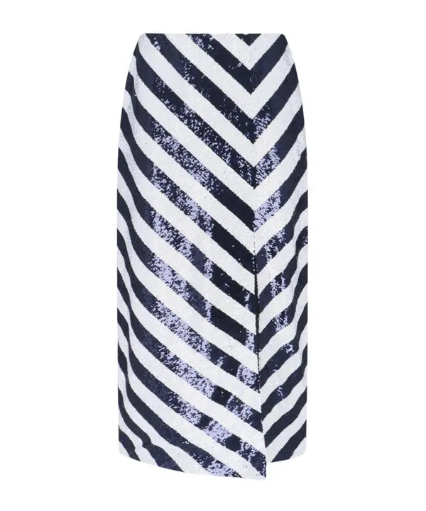 Ralph Lauren Sequined Chevron Skirt - Navy