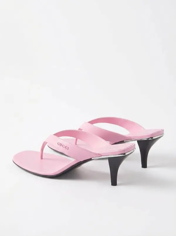 Gucci Vittoria Thong Mid-heel Sandals - Light Pink