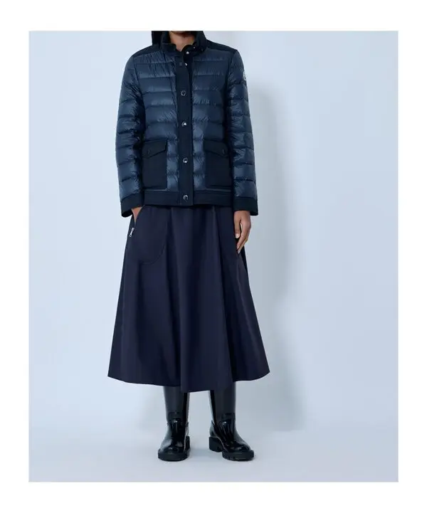 Moncler Logo Patch Down Jacket - Navy Blue