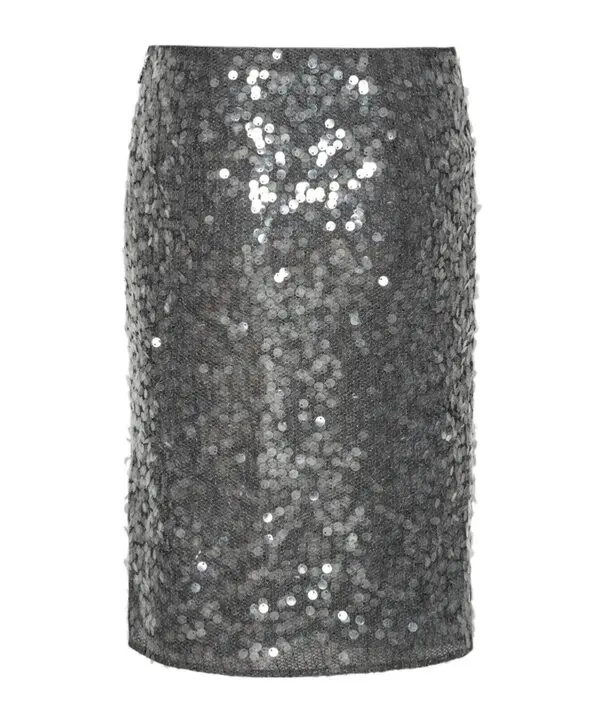ROTATE BY BIRGER CHRISTENSEN Sequin Midi Straight Skirt - Black