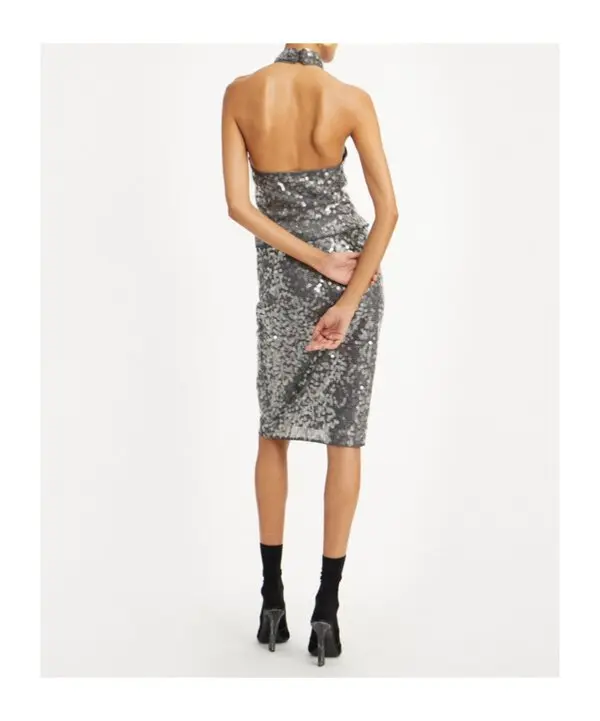 ROTATE BY BIRGER CHRISTENSEN Sequin Midi Straight Skirt - Black