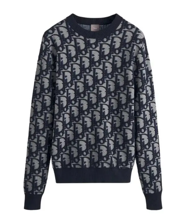 Dior Oblique Jacquard Knitted Sweater - Blue