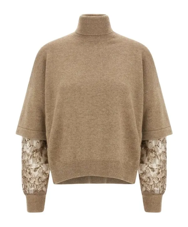 Brunello Cucinelli Sequin-embellished High-neck Sweater
