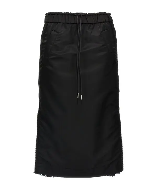 Sacai Pleated Drawstring Midi Skirt