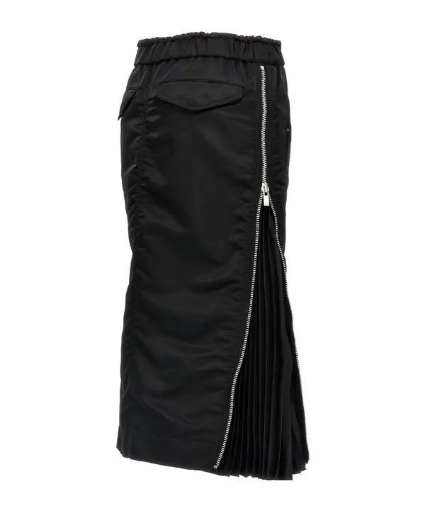 Sacai Pleated Drawstring Midi Skirt