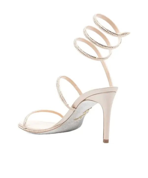 Rene Caovilla Embellished Spiral Stiletto Sandals - Beige