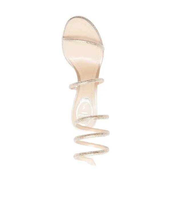 Rene Caovilla Embellished Spiral Stiletto Sandals - Beige