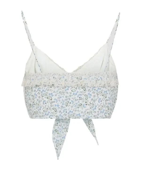 Ermanno Scervino Sleeveless Floral Lace Trim Crop Top