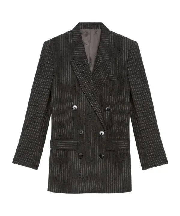Isabel Marant Étoile Jevima Striped Wool Blend Double-breasted Blazer - Anthracite
