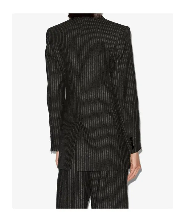 Isabel Marant Étoile Jevima Striped Wool Blend Double-breasted Blazer - Anthracite