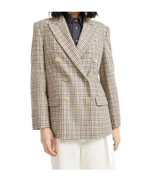 Brunello Cucinelli Peak Lapel Plaid Blazer