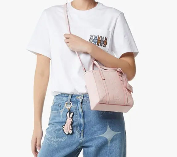 Mcm Toni Small Embossed Tote Bag - Pink