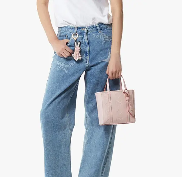 Mcm Toni Small Embossed Tote Bag - Pink