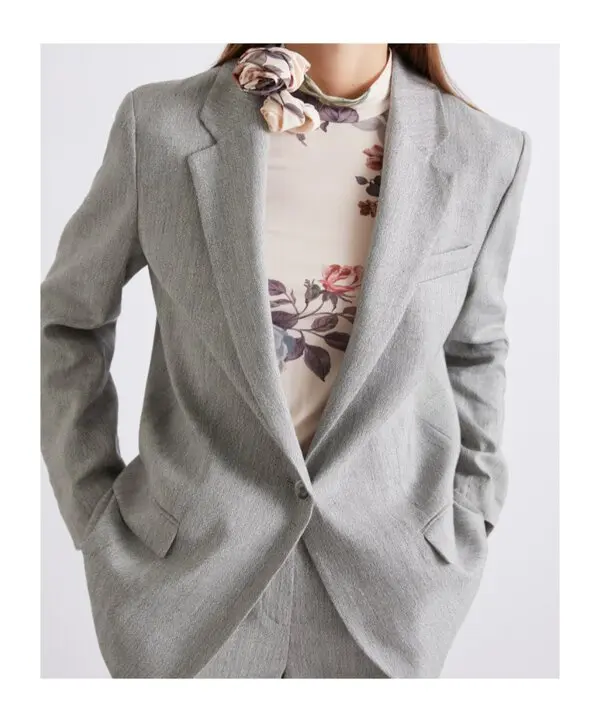 Marella Stretch Linen-blend Grisaille Blazer