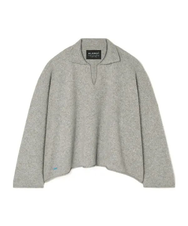 Alanui Ribbed Polo Neck Top With Rolled Hem
